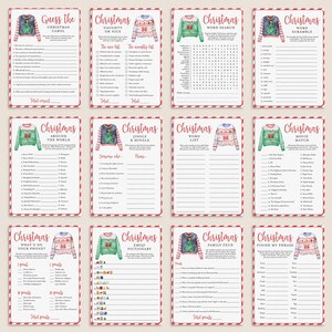 Ugly Sweater Party Games Bundle Printable Ugly Sweater Day Activities ...