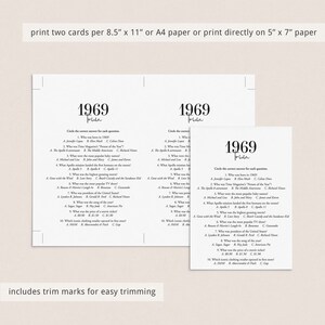 1969 Trivia Facts About 1969 Printable 60s Quiz 56th Birthday Ideas ...