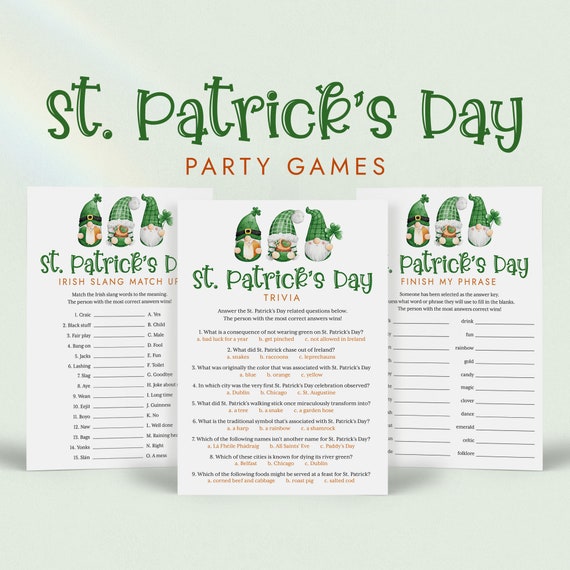 St Patricks Games Bundle Printable St Patricks Day Office | Etsy