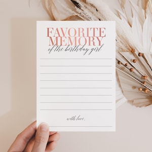 My Favorite Memory of the Birthday Girl Printable Birthday Memory Game ...