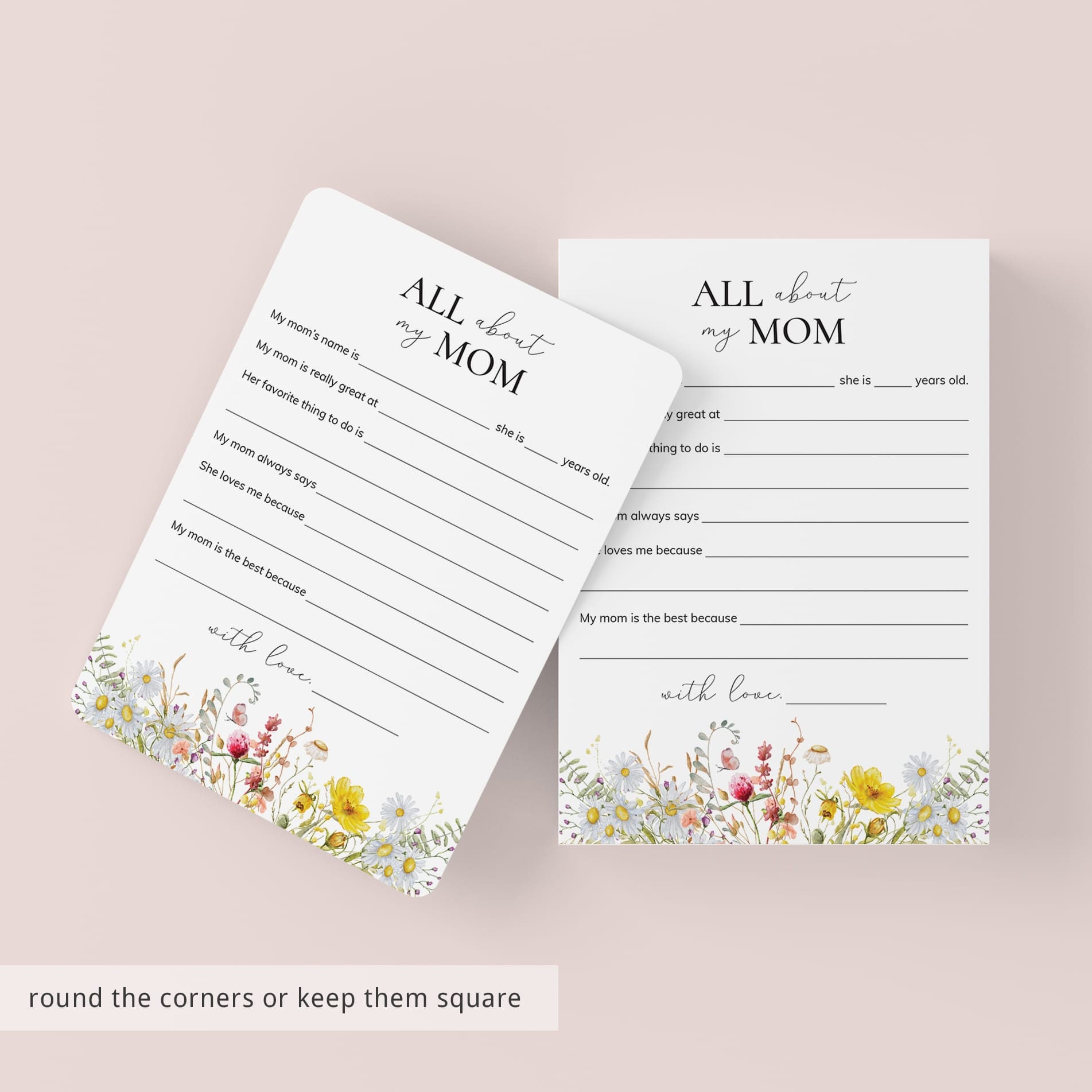 All About My Mom Printable Mothers Day Questionnaire Mothers Day ...