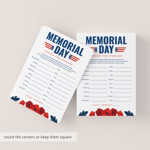 Memorial Day Games Printable Memorial Day Party Game Bundle Digital ...