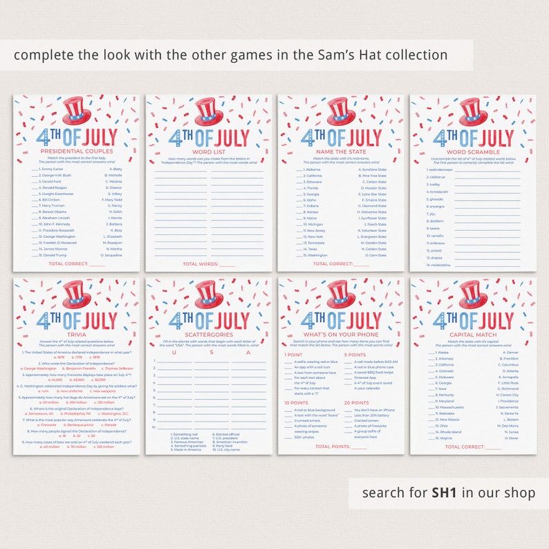 4th of July Trivia Printable USA Quiz Fourth of July Facts USA | Etsy