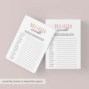 Birthday Word Scramble Game Printable Word Scramble Birthday Party Game ...