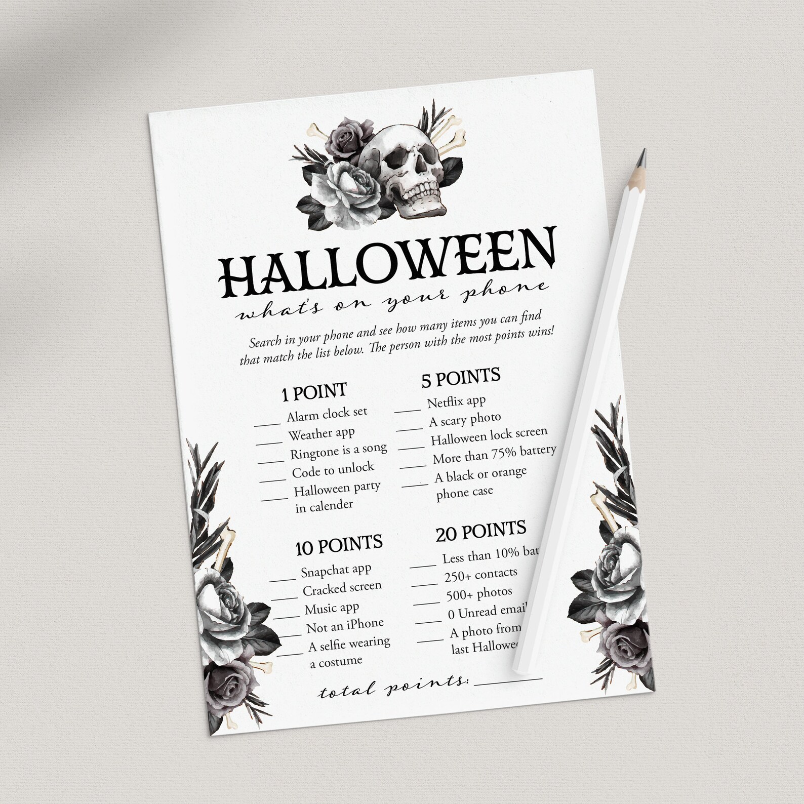 Gothic Halloween Games Bundle Printable Black Floral Halloween - Etsy