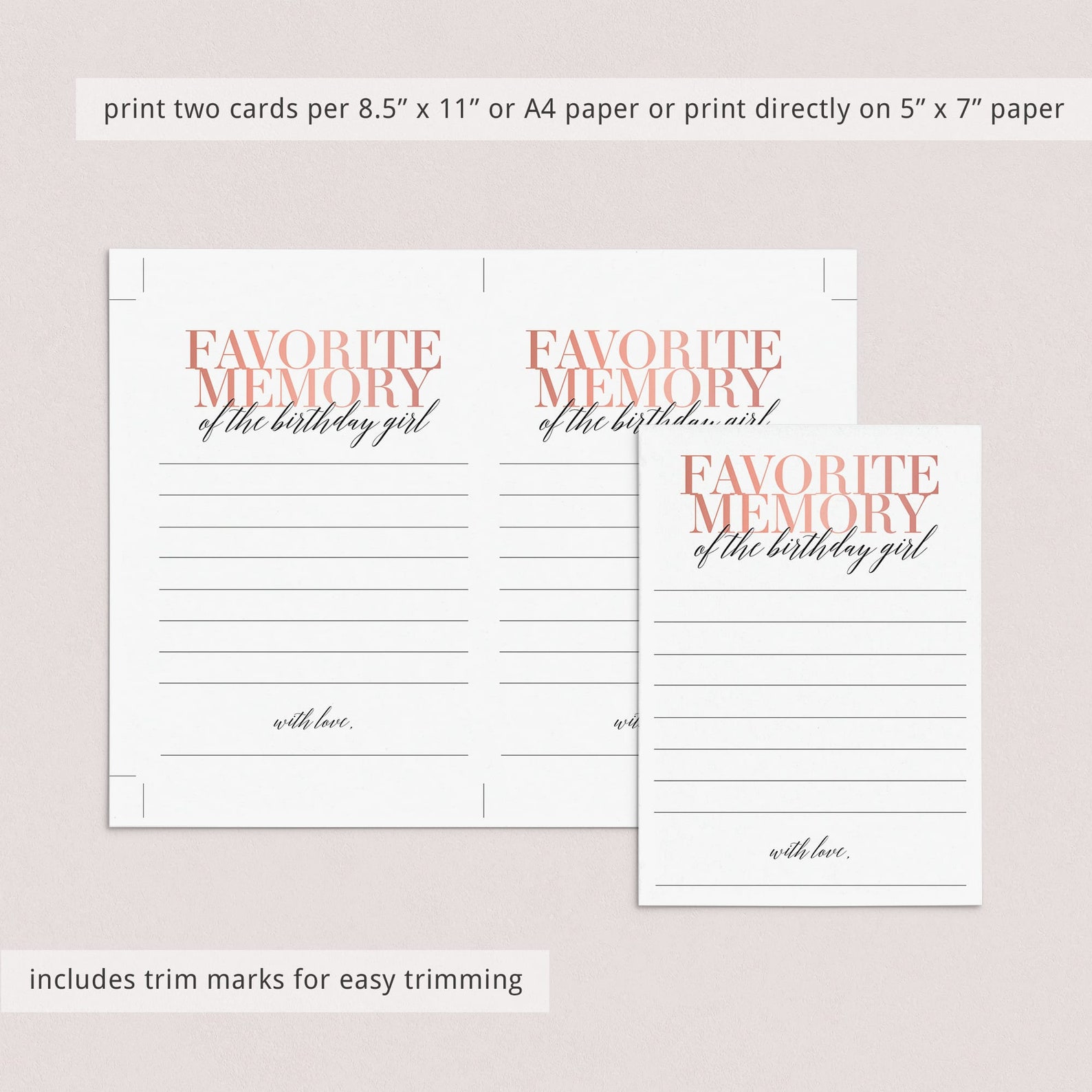 My Favorite Memory of the Birthday Girl Printable Birthday Memory Game ...