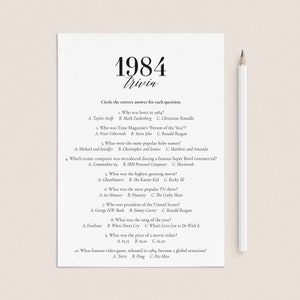 1984 Quiz Printable Fun Facts About 1984 41st Birthday Game 80s Trivia ...