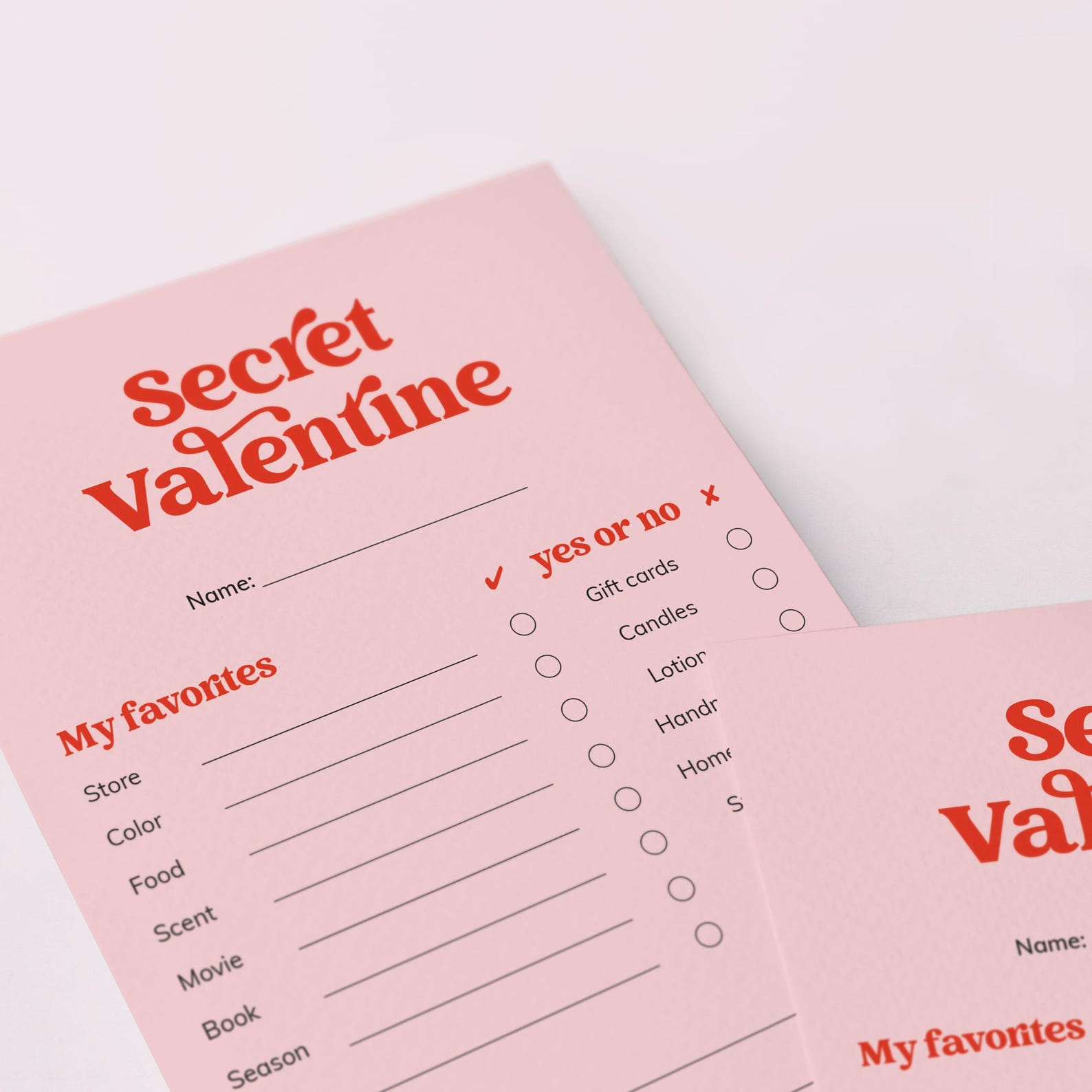 Secret Valentines Questionnaire Valentine Gift Exchange All About Me ...