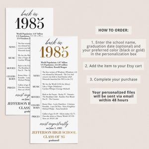 40th Class Reunion Table Card Class of 1985 Reunion Decorations 40th ...