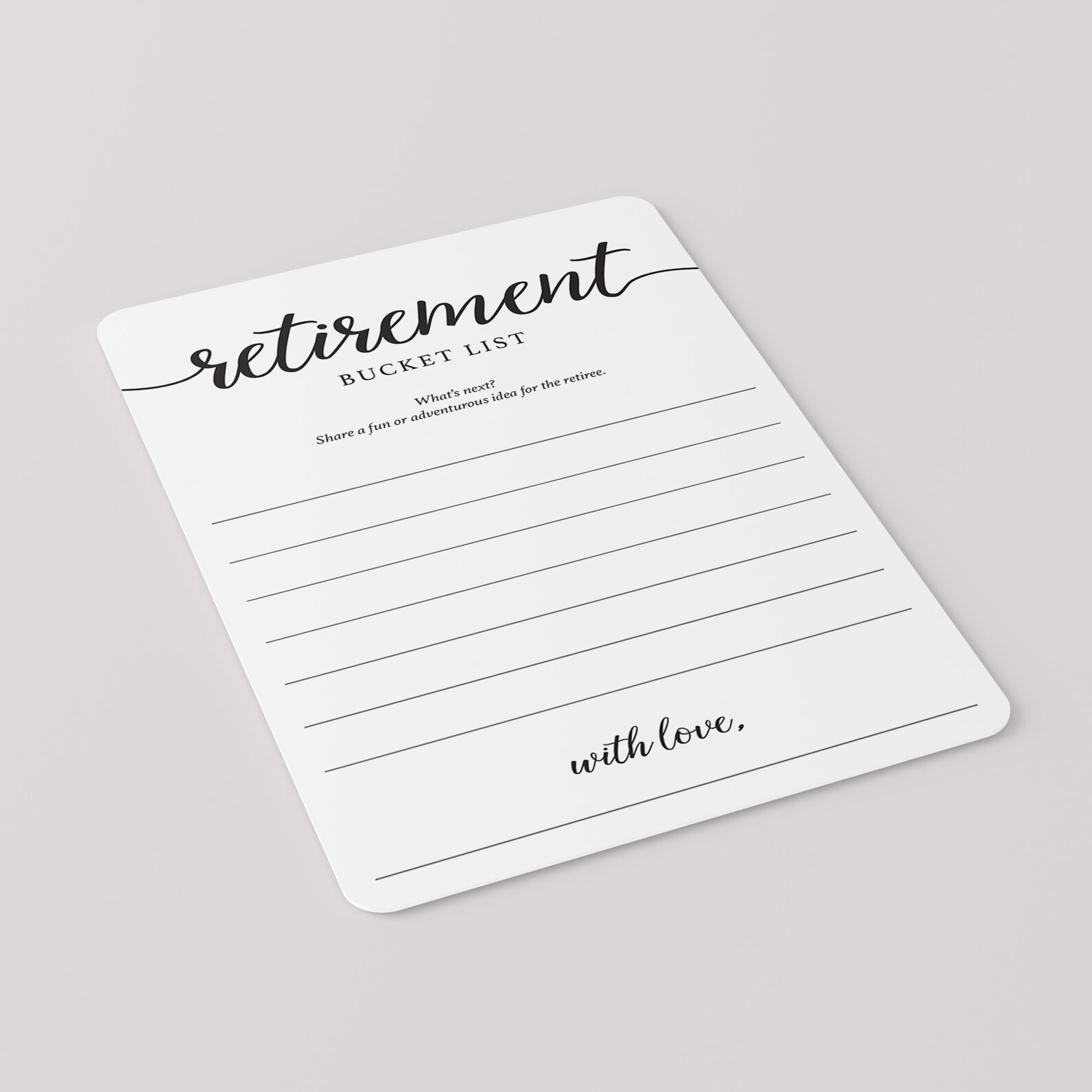 Retirement Bucket List Cards Printable Minimal Calligraphy Bucket List ...