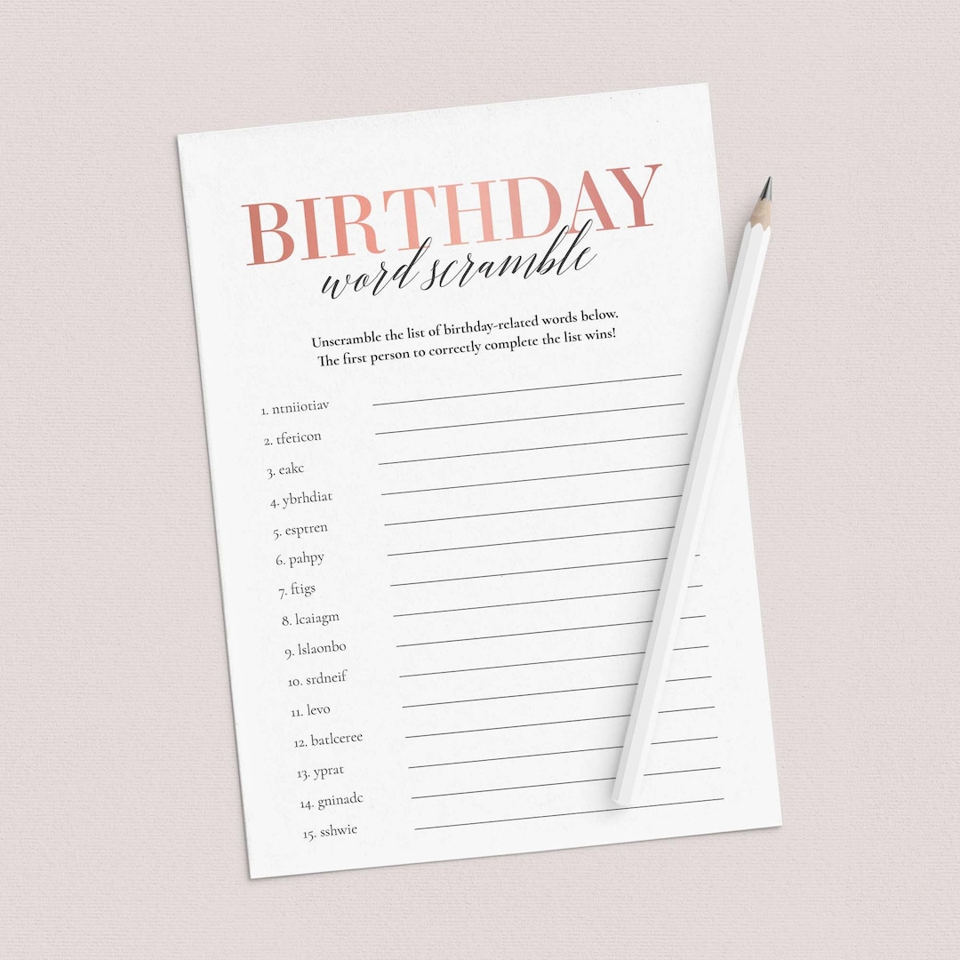Birthday Word Scramble Game Printable Word Scramble Birthday - Etsy