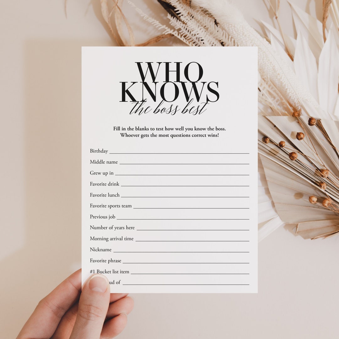 Who Knows the Boss Best Game Printable Funny Work Party Game Office Ice ...