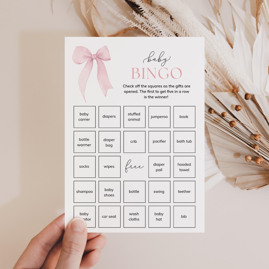 Baby Bingo Cards Printable Girl Baby Shower Bingo Prefilled Baby Shower ...