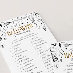 Which Witch Game Printable Halloween Witch Matching Game Witches ...