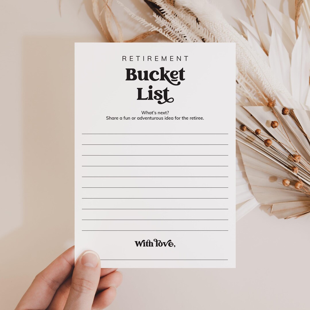 Retirement Bucket List Card Printable Fun Retirement Party Activity ...
