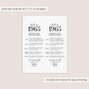 61st Birthday Decor, Back in 1965 Cards, US, UK, Canada, AU (digital ...