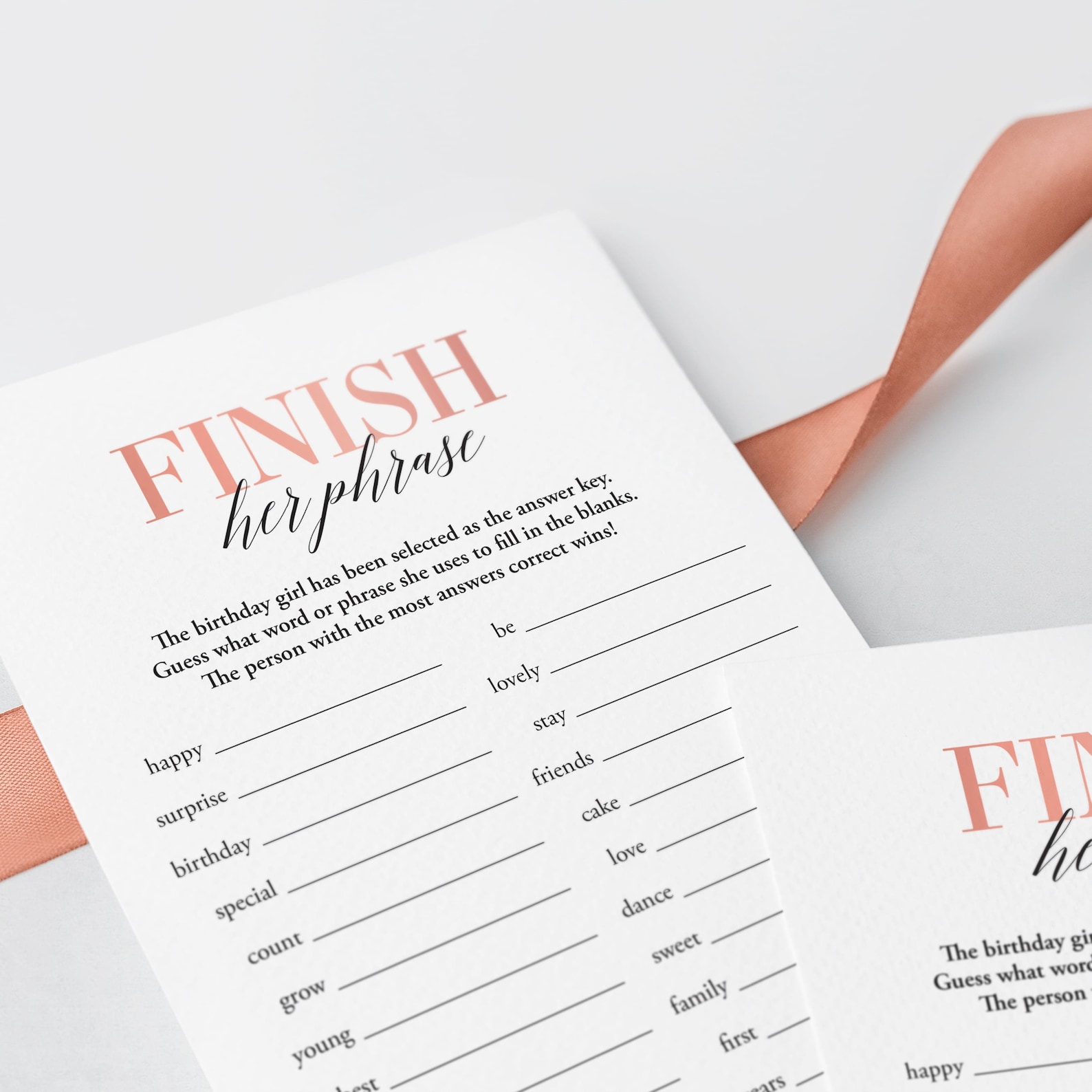 Birthday Finish My Phrase Game Printable Birthday Game for Her Bday ...