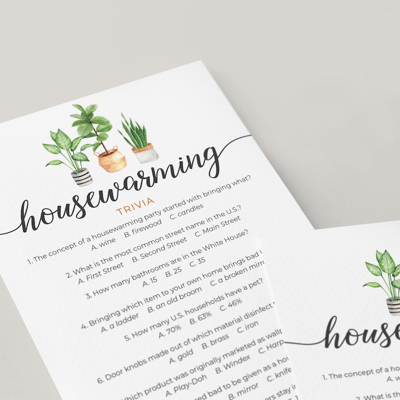 Housewarming Party Trivia Game Printable Housewarming Quiz - Etsy