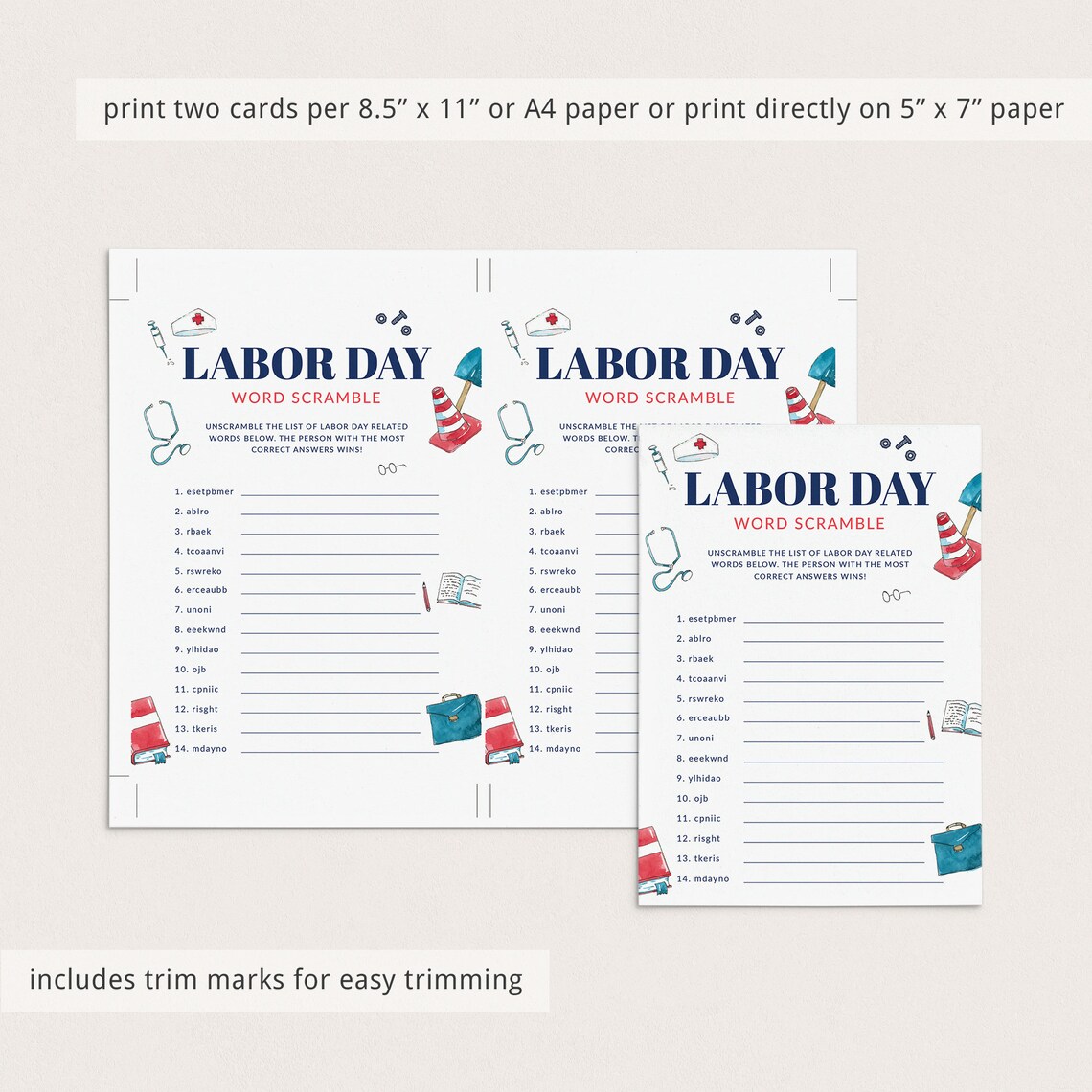 Labor Day Games Printable Fun Labor Day Game Bundle for Family - Etsy