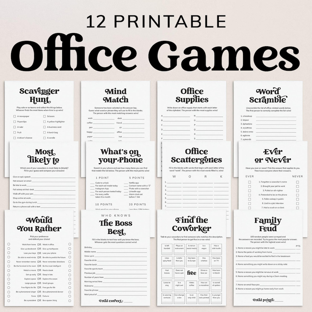 Office Games Printable Office Party Games for Work Happy Hour ...