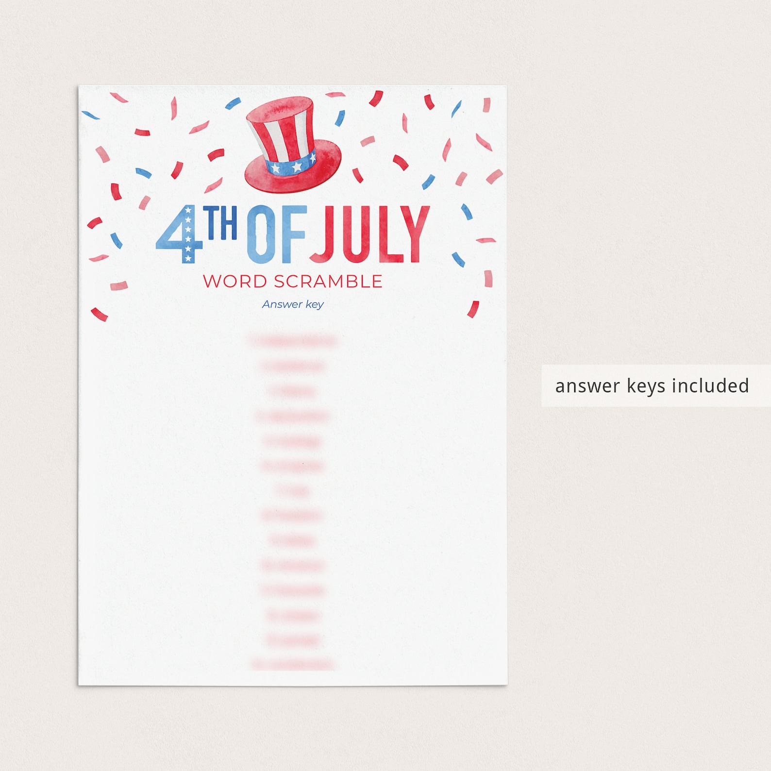 4th of July Party Games Bundle Printable July 4th Games Red White Blue ...