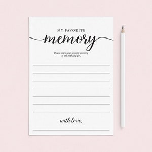 My Favourite Memory of the Birthday Girl Printable Birthday Memory Game ...