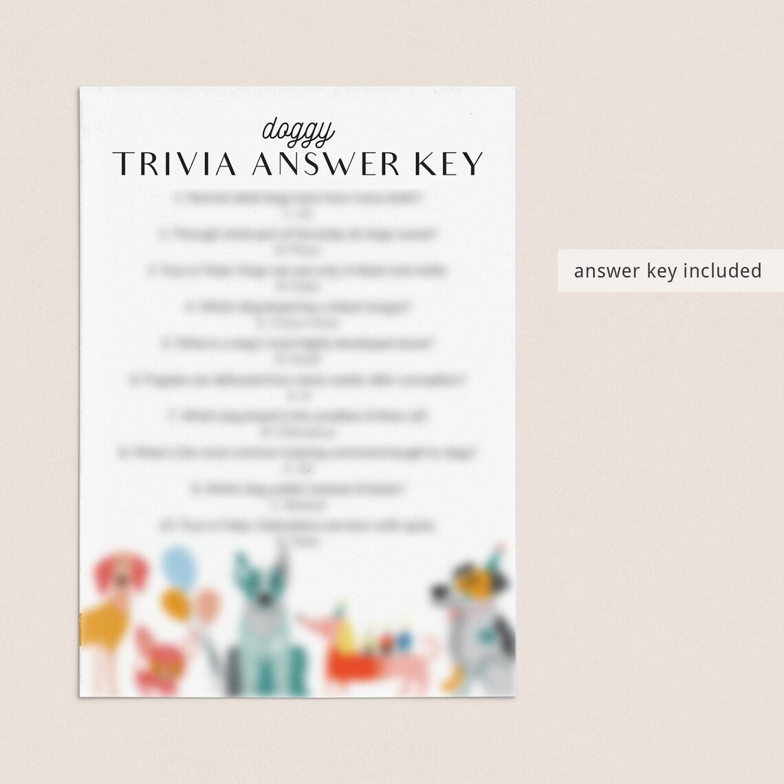 Dog Trivia Printable Doggy Quiz Questions Fun Facts About Dogs Trivia ...