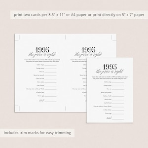 1995 the Price is Right Game Printable 30th Birthday Card Cost of ...