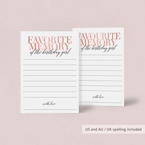 My Favorite Memory of the Birthday Girl Printable Birthday Memory Game ...