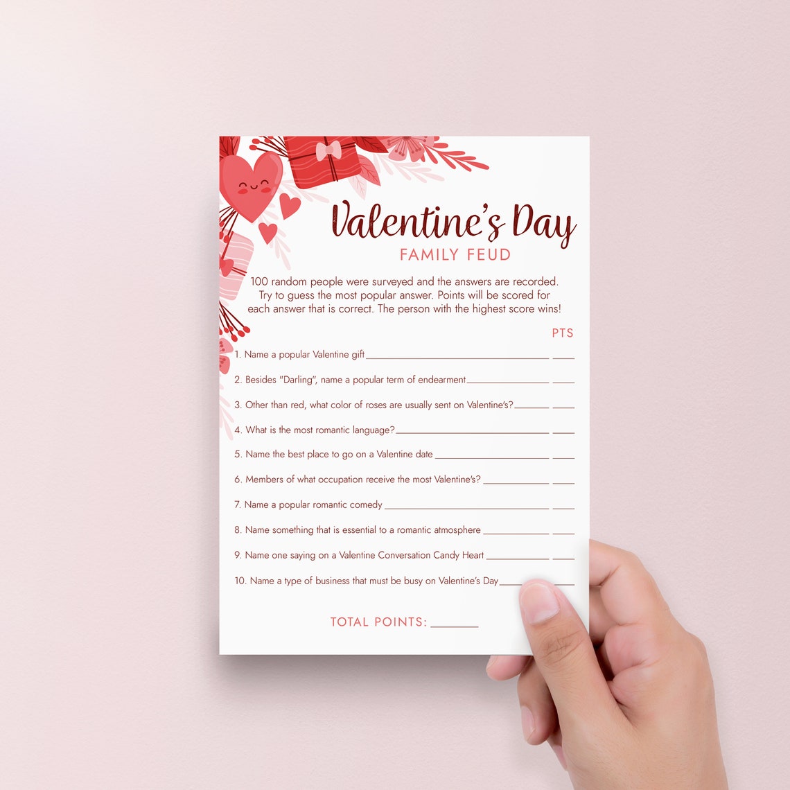 Family Feud Valentine's Day Game Printable Valentine's Feud Game ...