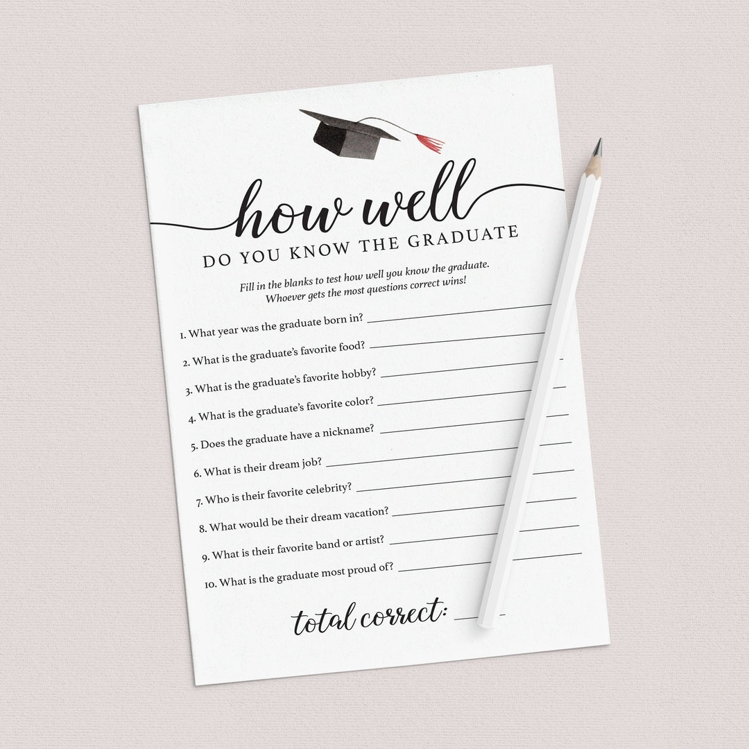 Who Knows the Graduate Best Game Printable How Well You Know the Grad ...
