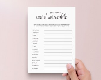 Birthday Word Scramble Game Printable Word Scramble Birthday - Etsy