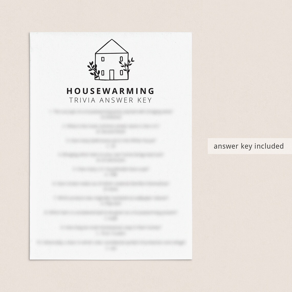 Housewarming Trivia Printable House Trivia Quiz With Answers - Etsy