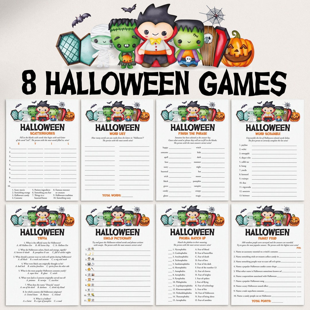 Family Halloween Party Games Bundle Kids Halloween Games to Play at ...