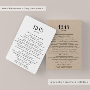 1945 Trivia Printable 80th Birthday Game Born in 1945 Quiz 80 Birthday ...
