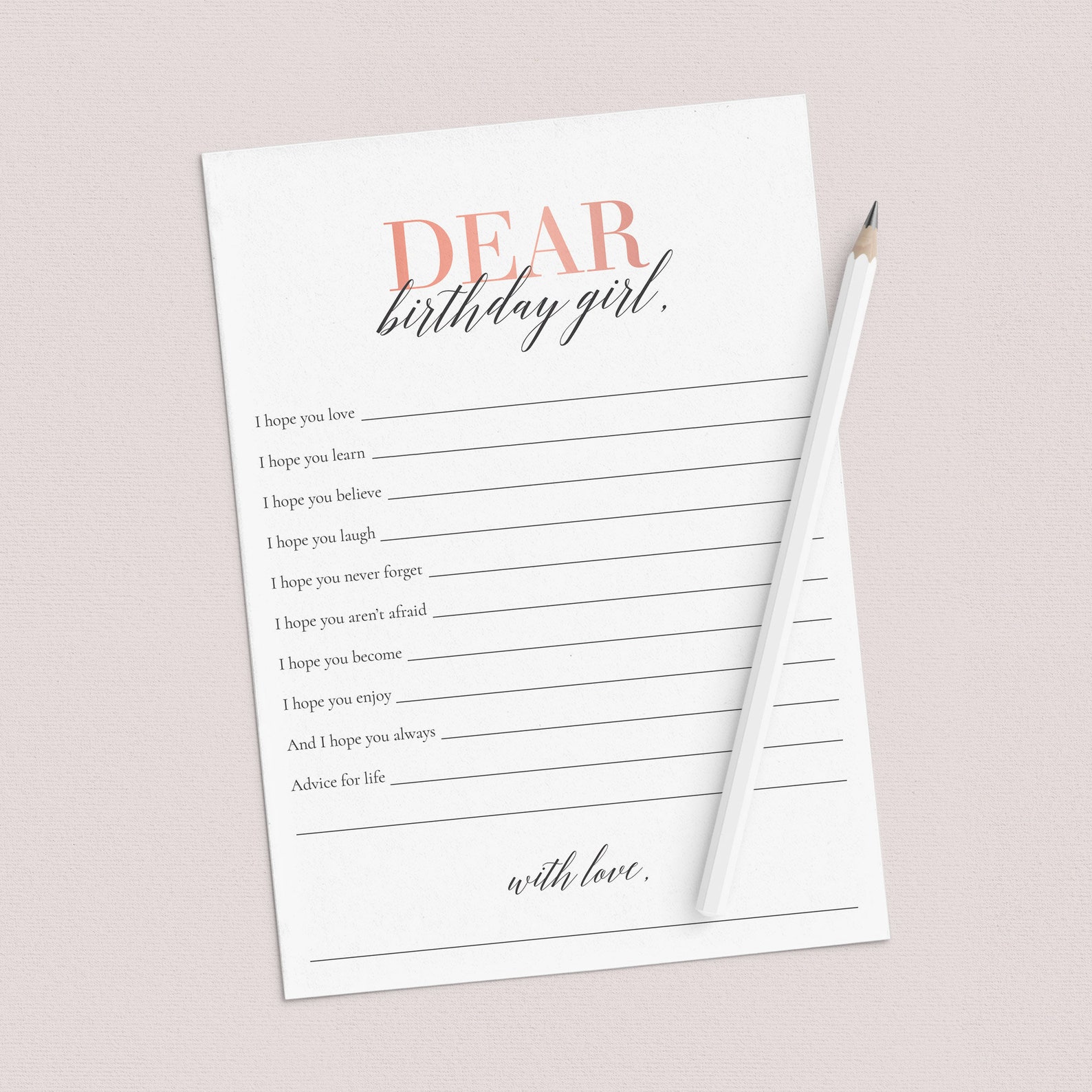 Wishes for Birthday Girl Printable Birthday Wishes for Her - Etsy