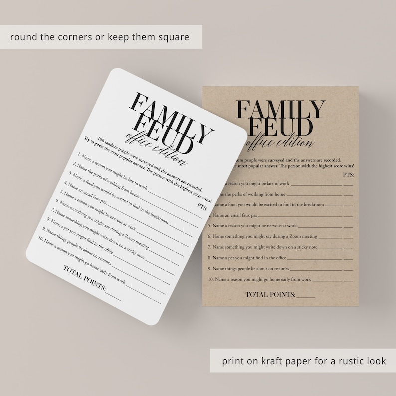Office Family Feud Game Printable Office Feud Questions and Answers ...