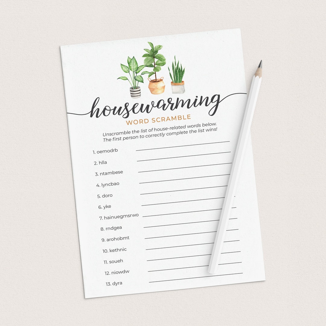 Housewarming Party Game Housewarming Word Scramble Printable - Etsy