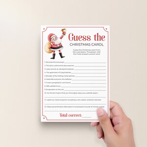 Christmas Carol Riddles Trivia Christmas Game Printable Guess the ...
