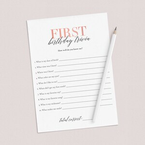 How Well Do You Know the One Year Old Game Printable First Birthday ...