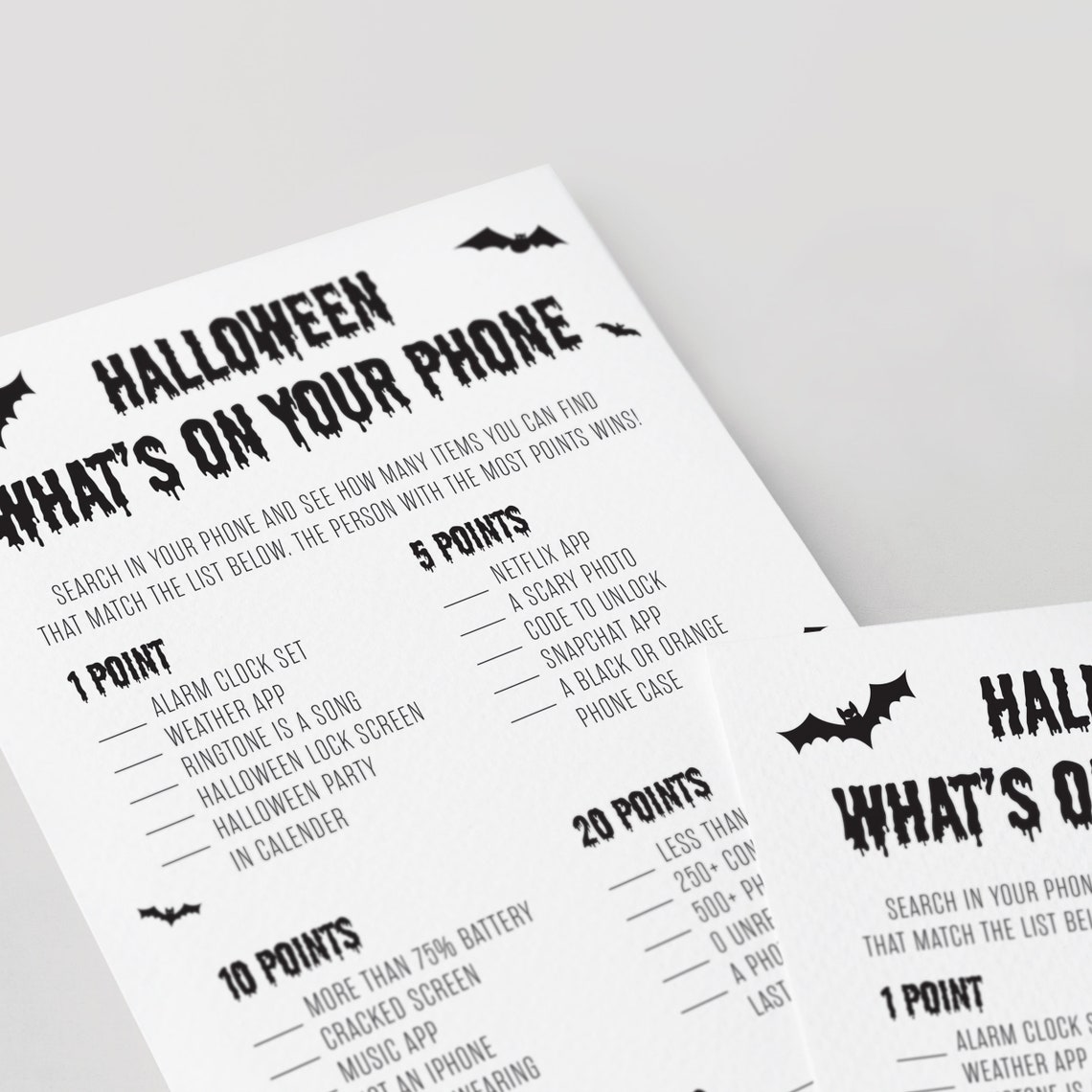 Halloween Games Printable Black and White Halloween Party - Etsy