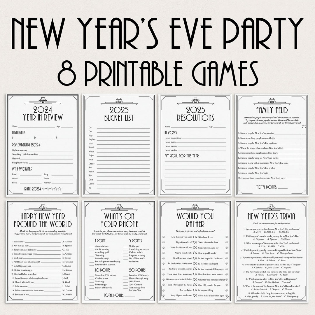 Roaring 20s New Year's Eve Party Games Printable Gatsby Theme New Year ...