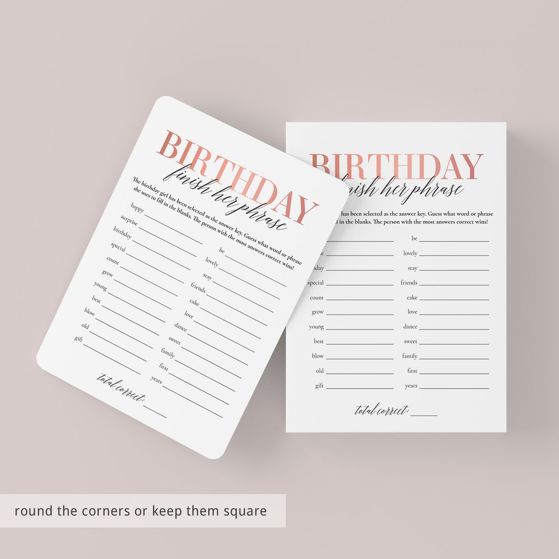 Birthday Finish My Phrase Game Printable Birthday Game for Her - Etsy