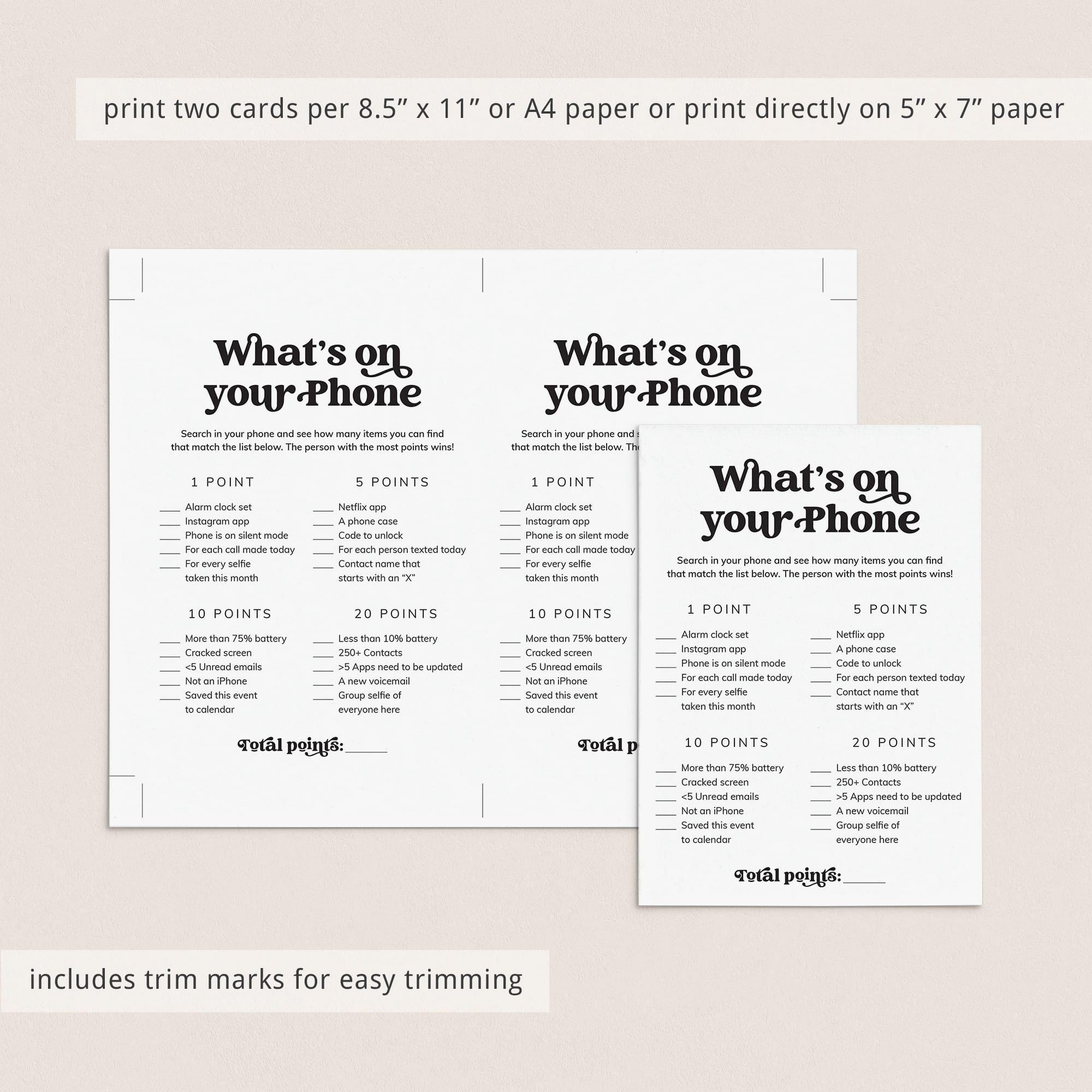 Whats on Your Phone Game Printable Whats in Your Phone Ice Breaker Game ...