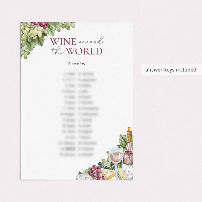 Wine Games Printable Wine Tasting Party Game Bundle Wine Party Games ...