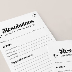 2025 Resolutions Printable Retro New Year Resolution Card Minimalist ...