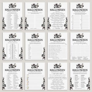 Gothic Halloween Games Bundle Printable Black Halloween Party Games ...