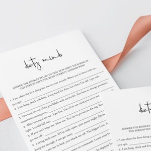 Dirty Minds Game Printable Dirty Riddles Bachelorette Game Modern Hen ...