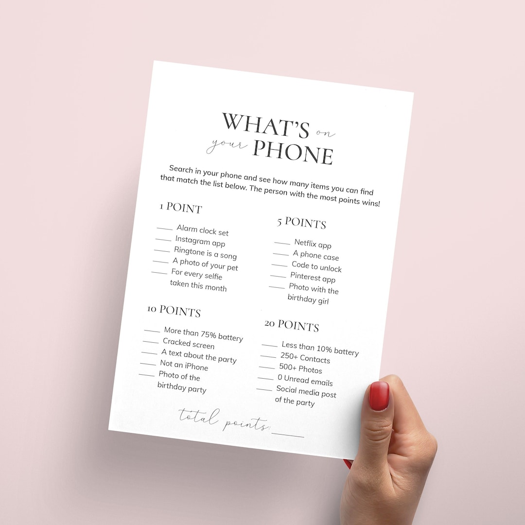 What's on Your Phone Birthday Party Game for Women Printable Birthday ...