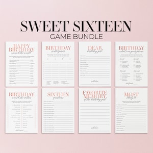 Sweet 16 Games Bundle Printable 16th Birthday Games Sweet 16 - Etsy